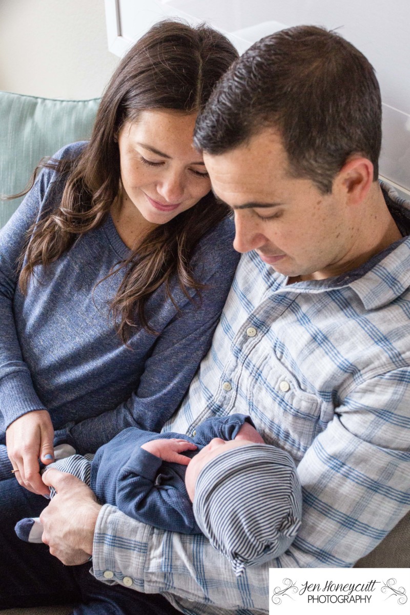 Newborn baby boy in home lifestyle session by Littleton photographer